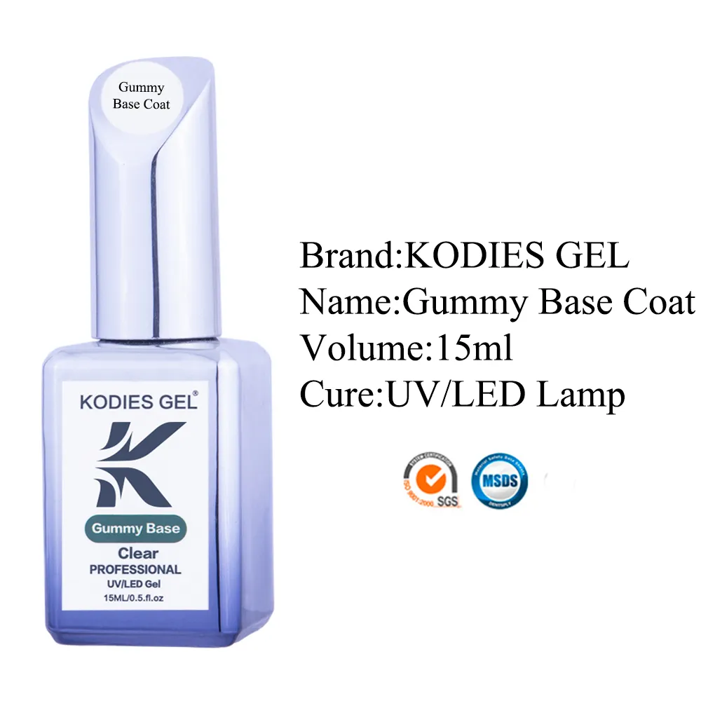 KODIES Gummy Base Gel Nail Polish, 15ml UV Semi Permanent Thicker ...