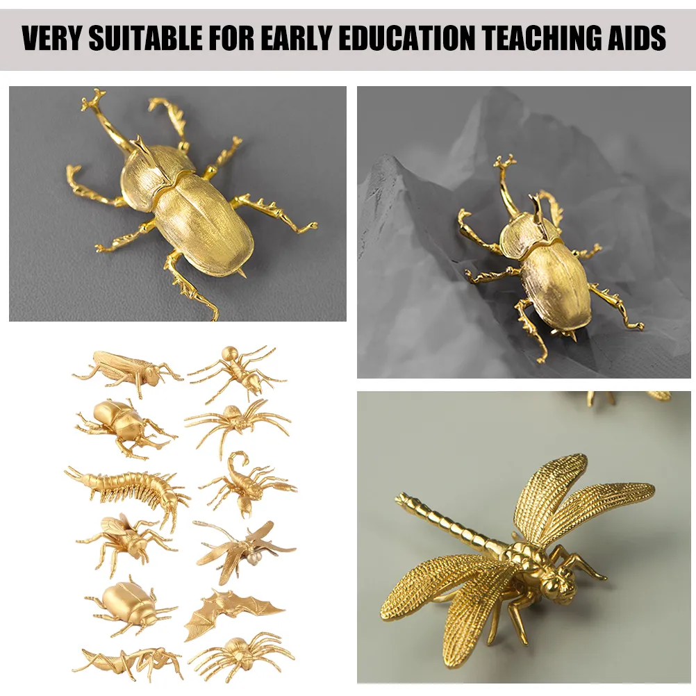 Mini Gold Insect Toy Figures, Golden Bee Ladybug Figurines for ...