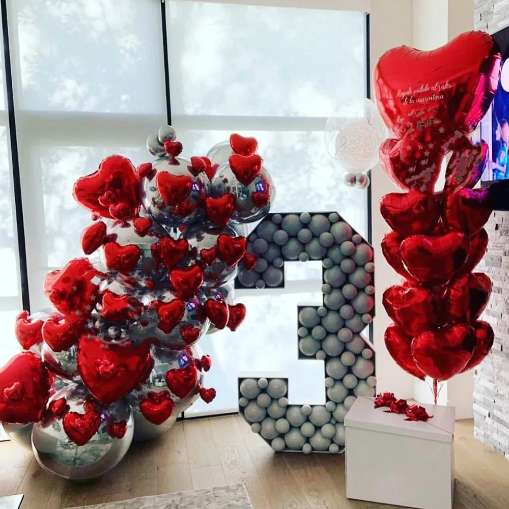 5 Mini Mixed Color Heart Pentagram Balloons Making Flowers Bouquet Cake ...