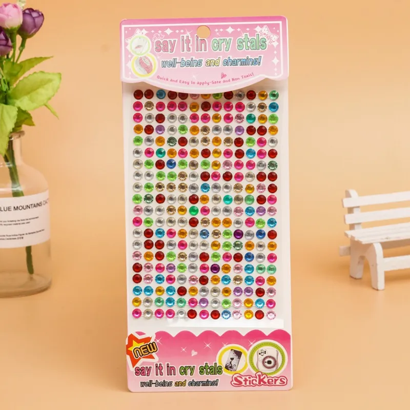 3D Gem Stickers Self-Adhesive Rhinestone Heart Flower Star Drop Stick ...