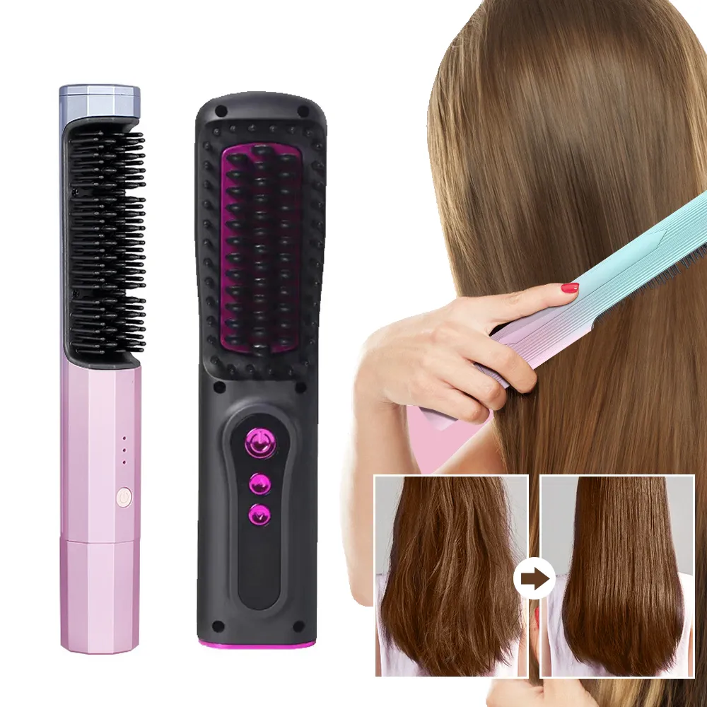 2-In-1 Hair Straightener Brush Professional Hot Comb Straightener for ...
