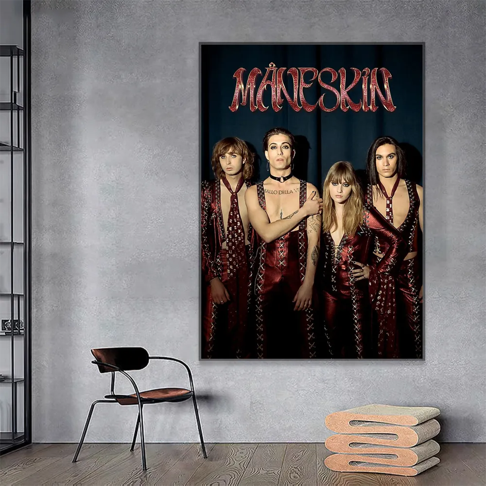 Maneskin Damiano David Vintage Anime Poster Kawaii Room Decor For Home ...