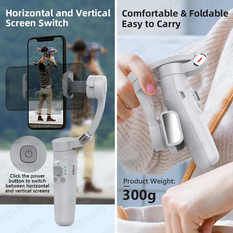 3-Axis Foldable Gimbal Stabilizer with Fill Light for Smartphones ...