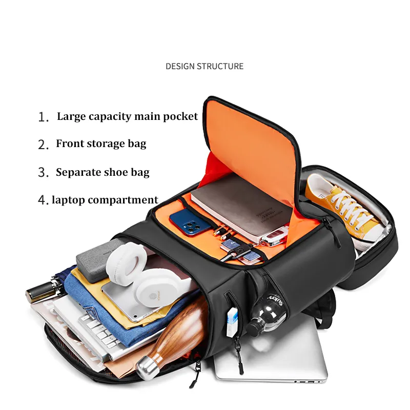 Mens 50L Travel Hiking Backpack With Laptop Compartment With Large ...