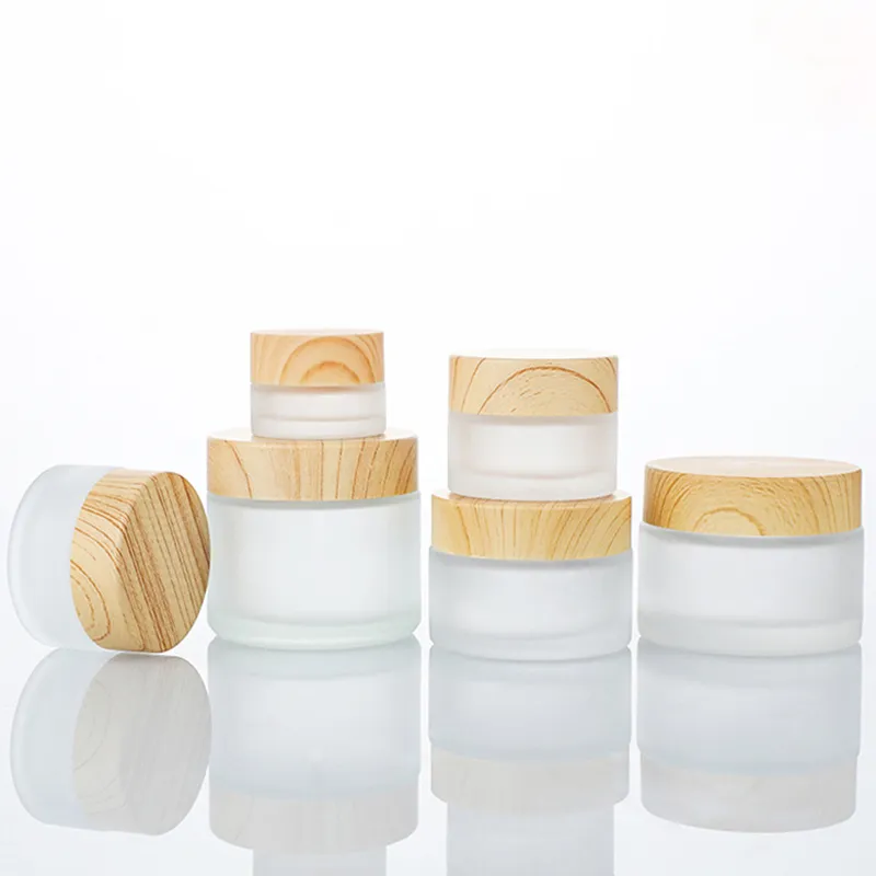 DHgate.com:2024Wood Grain Cosmetic Jars Set - 10g/30g/50g Glass Cream ...