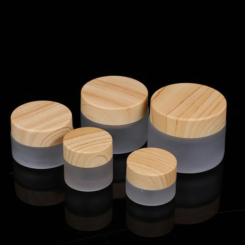 DHgate.com:2024Wood Grain Cosmetic Jars Set - 10g/30g/50g Glass Cream ...