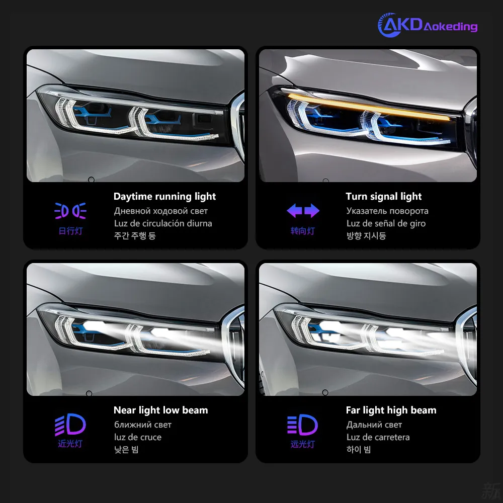G12 G11 LED Headlight Projector Lens Angel Eye Laser Headlights DRL ...