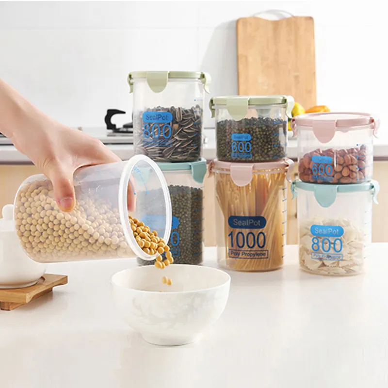 Airtight Kitchen Canisters Dry Food Container Set Multigrain Organizer ...