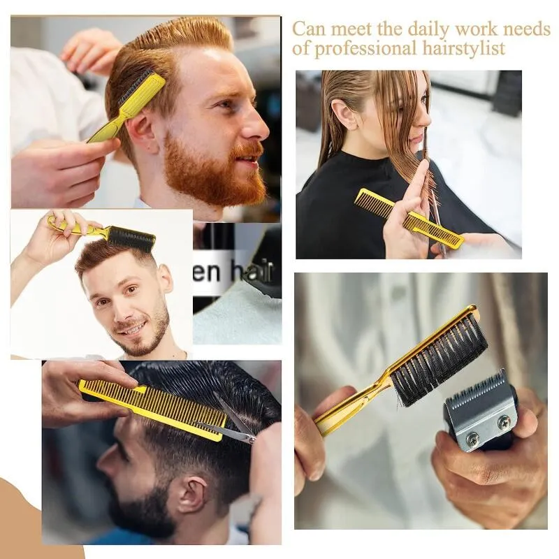 Barber's Gold Brush and Comb Set: Men's Hairdressing Toolkit from ...