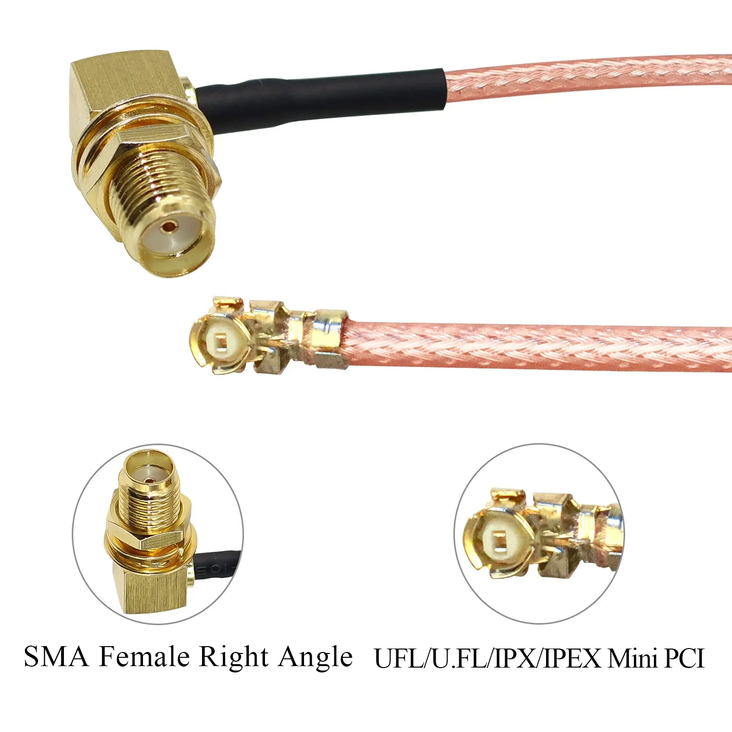 IPX To SMA Coax Cable 5 Pack, SMA Female Right Angle To U.FL IPEX RF ...