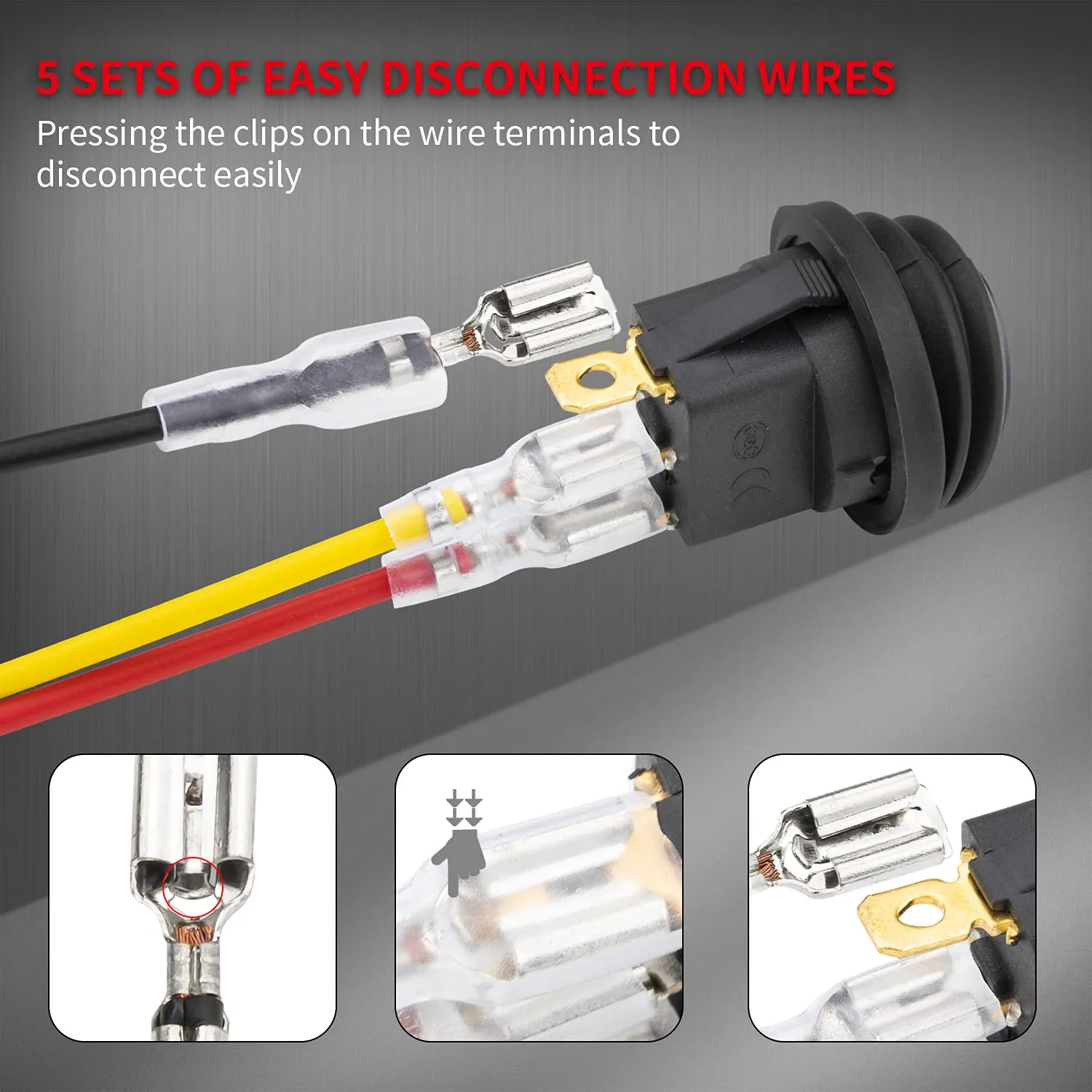 DHgate.com:5-Pack 12V Illuminated Round Rocker Switch, 20A Waterproof ...