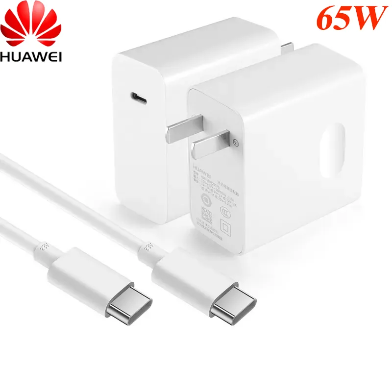 65W USB-C Charger EU/US Adapter + 1.8M Cable for Huawei Matebook ...