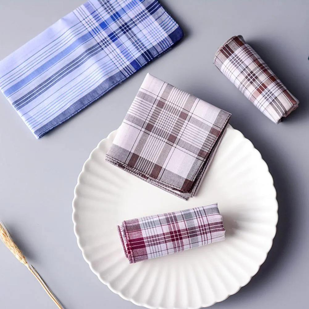 DHgate.com:5Pcs Mens Cotton Plaid Handkerchiefs Set: Classic Hanky for ...