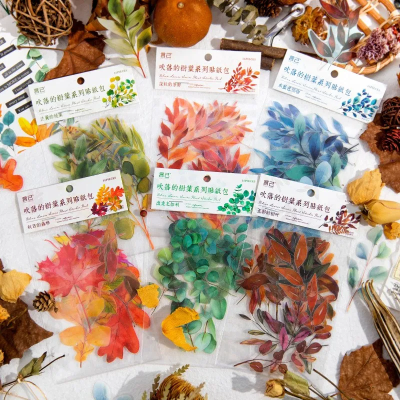 DHgate.com:15-Pack Waterproof Nature Leaves Stickers for Journals ...