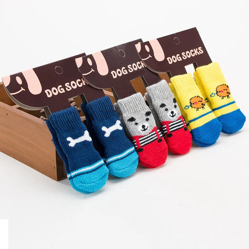 Knitted Pet Socks - Breathable, Anti-Slip, Warm Winter Indoor Paw ...