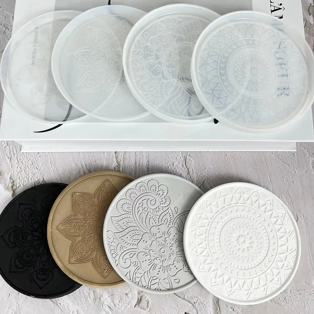 DHgate.com:2024 Coaster Resin Silicone Mold, 4PCS Mandala Cup Mat Mould ...