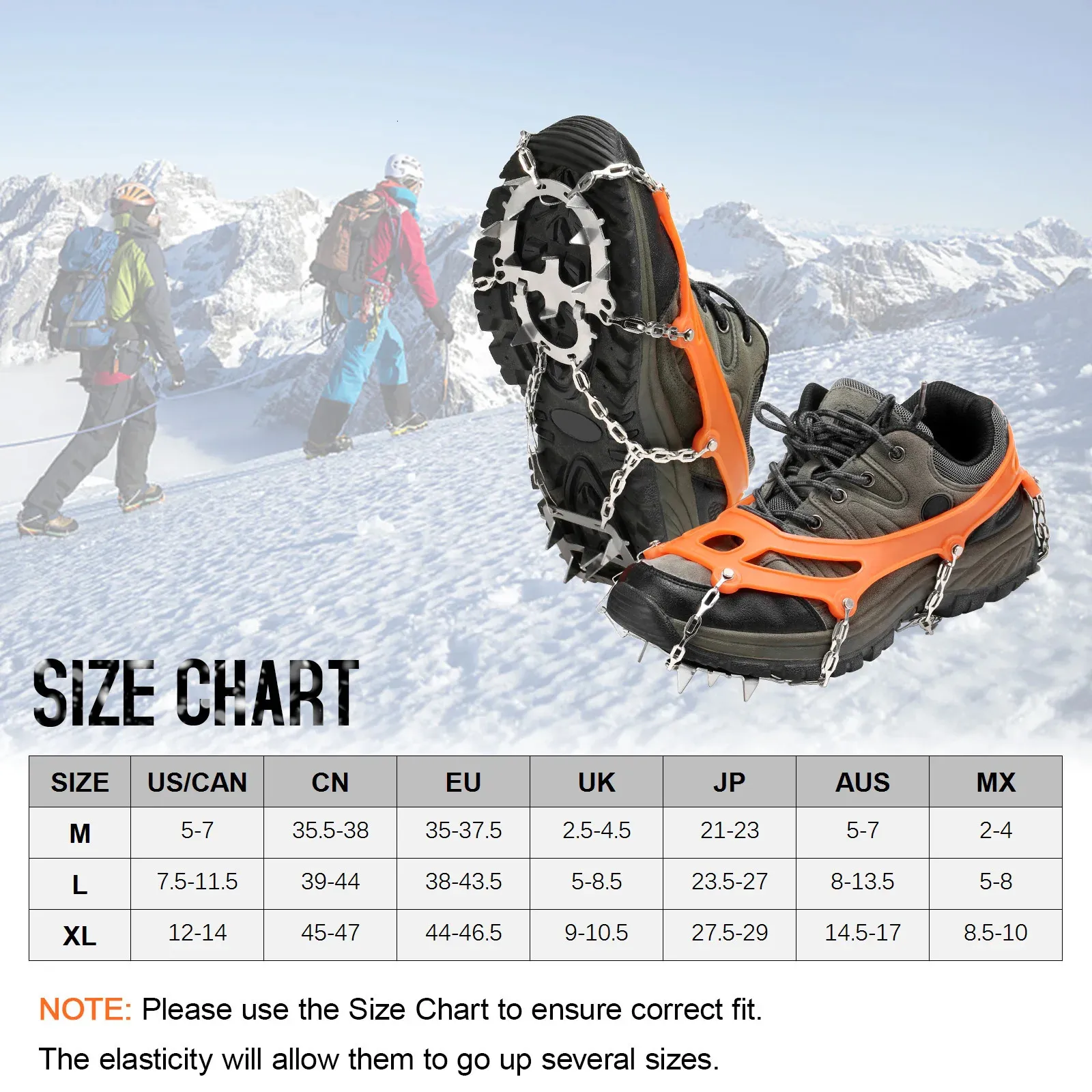 18-Teeth Climbing Crampons Manganese Steel Shoe Covers for Children ...