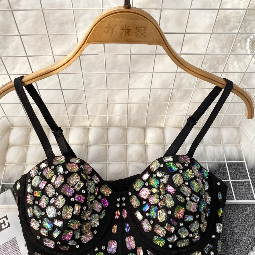 DHgate.com:Diamond-Studded Spaghetti Strap Corset Crop Tank with Built ...