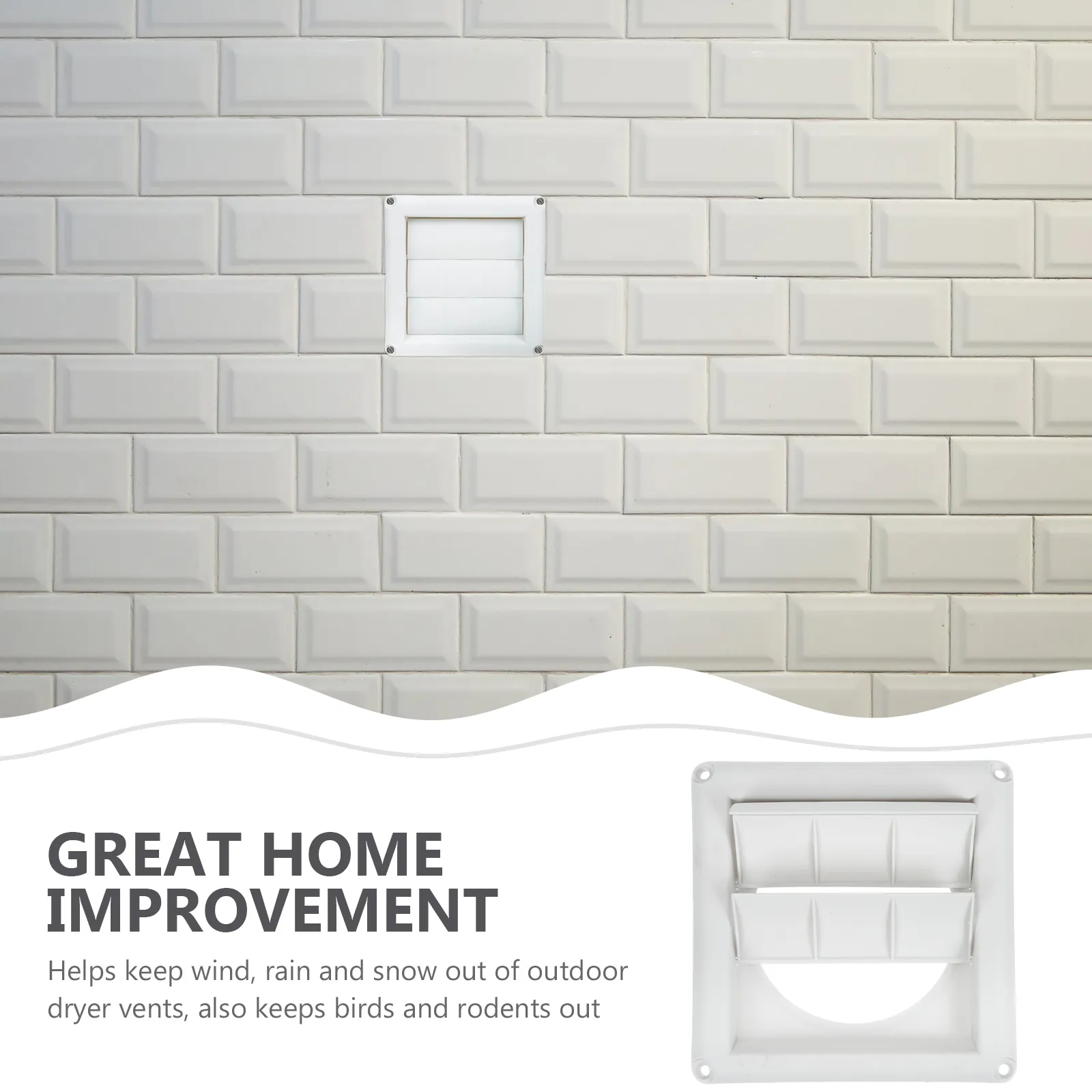 Louvered Exterior Dryer Vent Cover, White Wall Mount Air Vent Duct ...