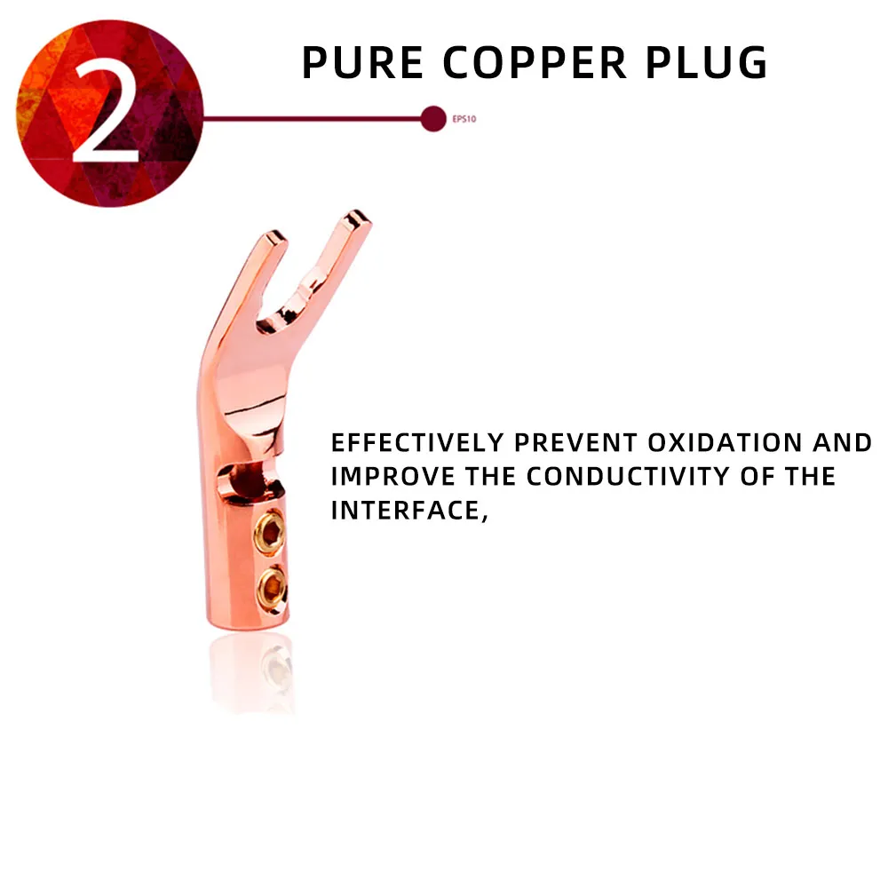 4-Piece Gold-Plated Y Spade Speaker Plugs: HiFi Screw Fork Banana Plug ...