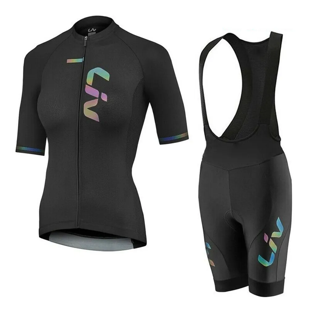 LIV Team Women's Cycling Clothing Set: Jersey and Padded Bib Shorts for Casual and Road Biking ...