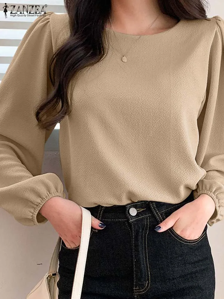 DHgate.com:Puff Sleeve Womens Solid Blouse: Casual Tunic Tops for ...