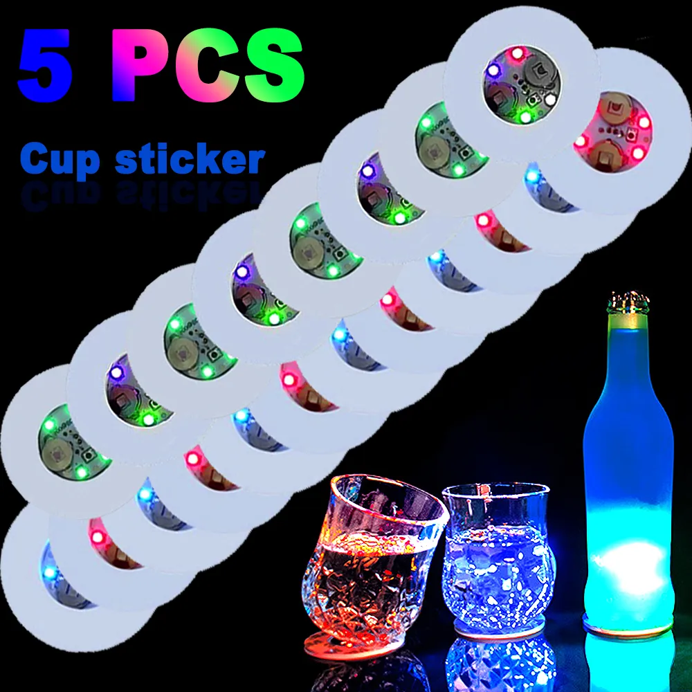 LED Cup Coasters for Table: Luminous Bottle Stickers with 3 Light Modes ...