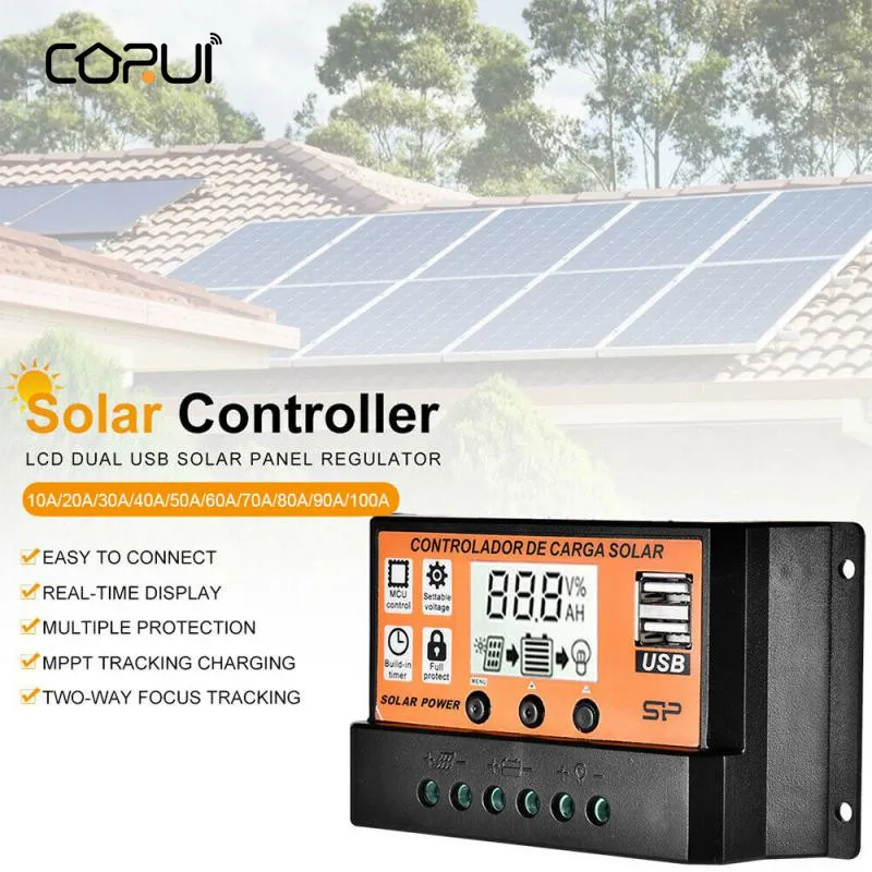 Thunderbolt Solar Charge Controller 12V/24V With Dual USB Ports & LCD ...