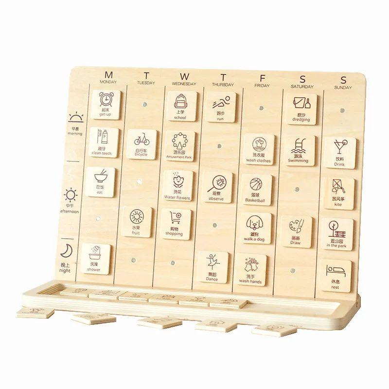 DHgate.com:Wooden Montessori Calendar & Visual Schedule Board for Kids ...
