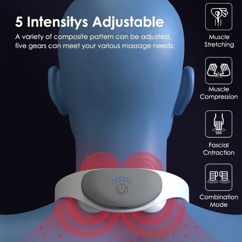 Electric Pulse Neck Massager with Type-C Fast Charging, 5 Massage Modes ...