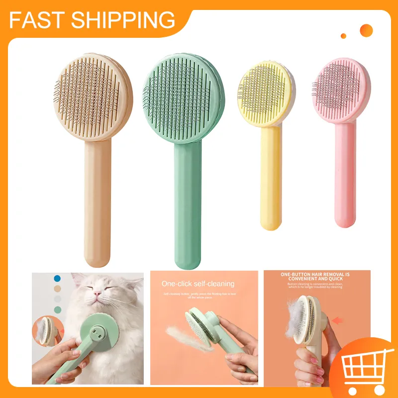 Pet Comb Hair Remover: Cat & Dog Cleaning Slicker Brush - Automatic ...