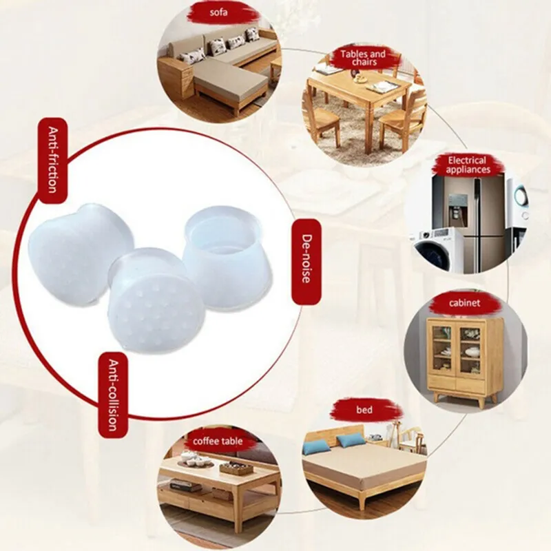 Transparent Silicone Chair Leg Protectors Furniture Feet Covers Floor ...