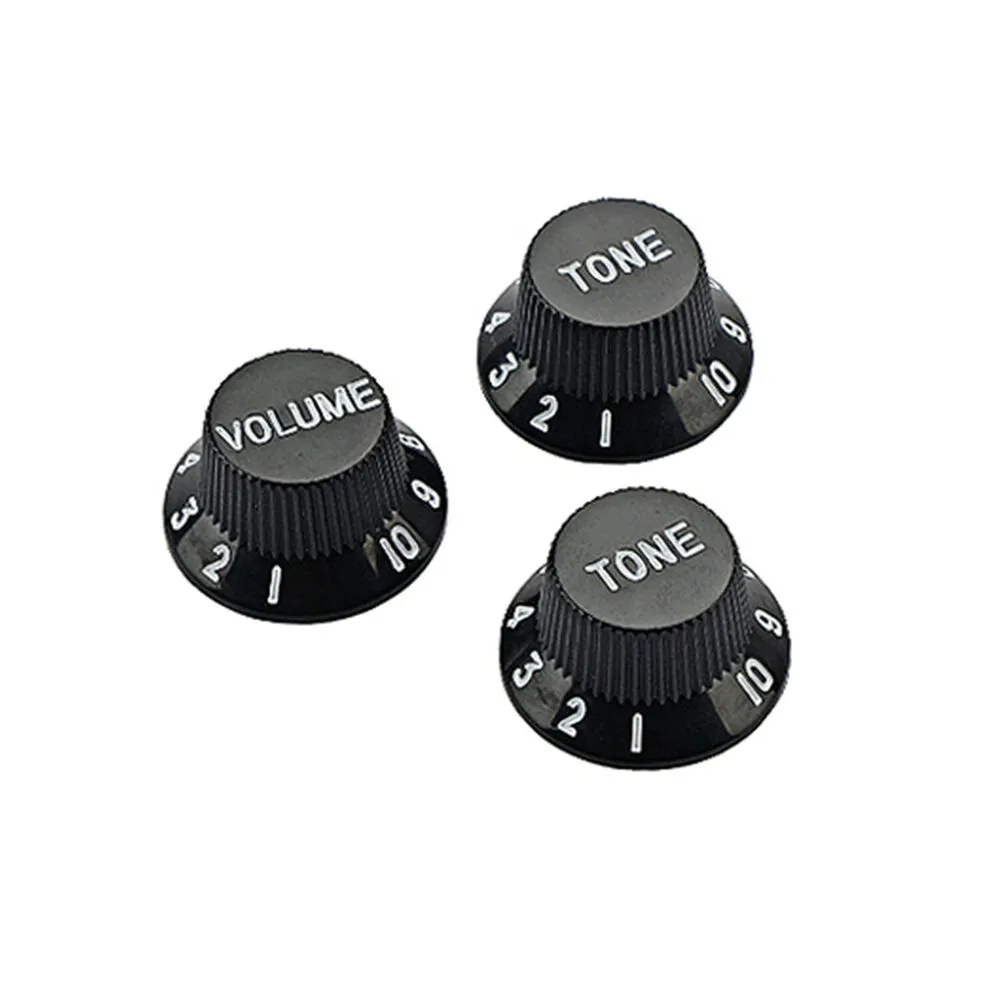 3-Pack Guitar Potentiometer Knobs, Electric Bass Volume & Tone Control Knobs, Black Plastic Knob ...