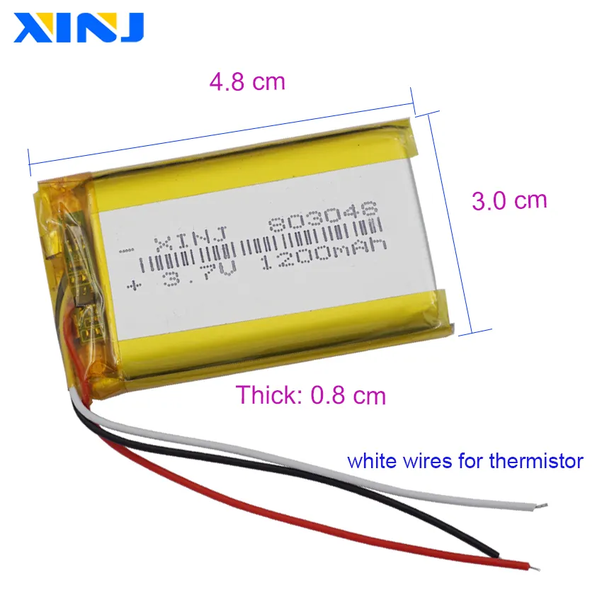 Upgraded 3.7V 1200mAh 4.44Wh Rechargeable NTC 3 Wires Thermistor Li-Po ...