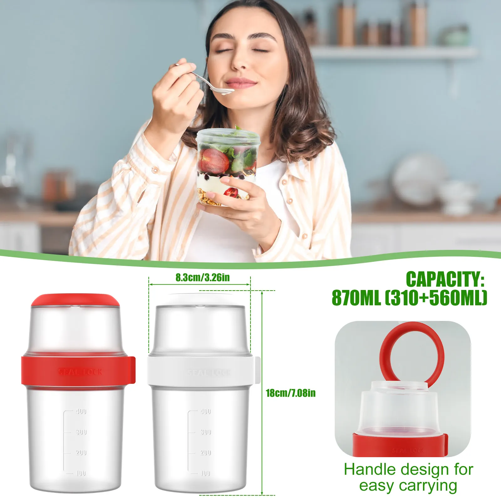DHgate.com:2-Pack Multipurpose Oatmeal Cup Set: Leakproof Travel Jars w ...