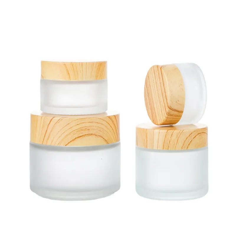 DHgate.com:2024Wood Grain Cosmetic Jars Set - 10g/30g/50g Glass Cream ...