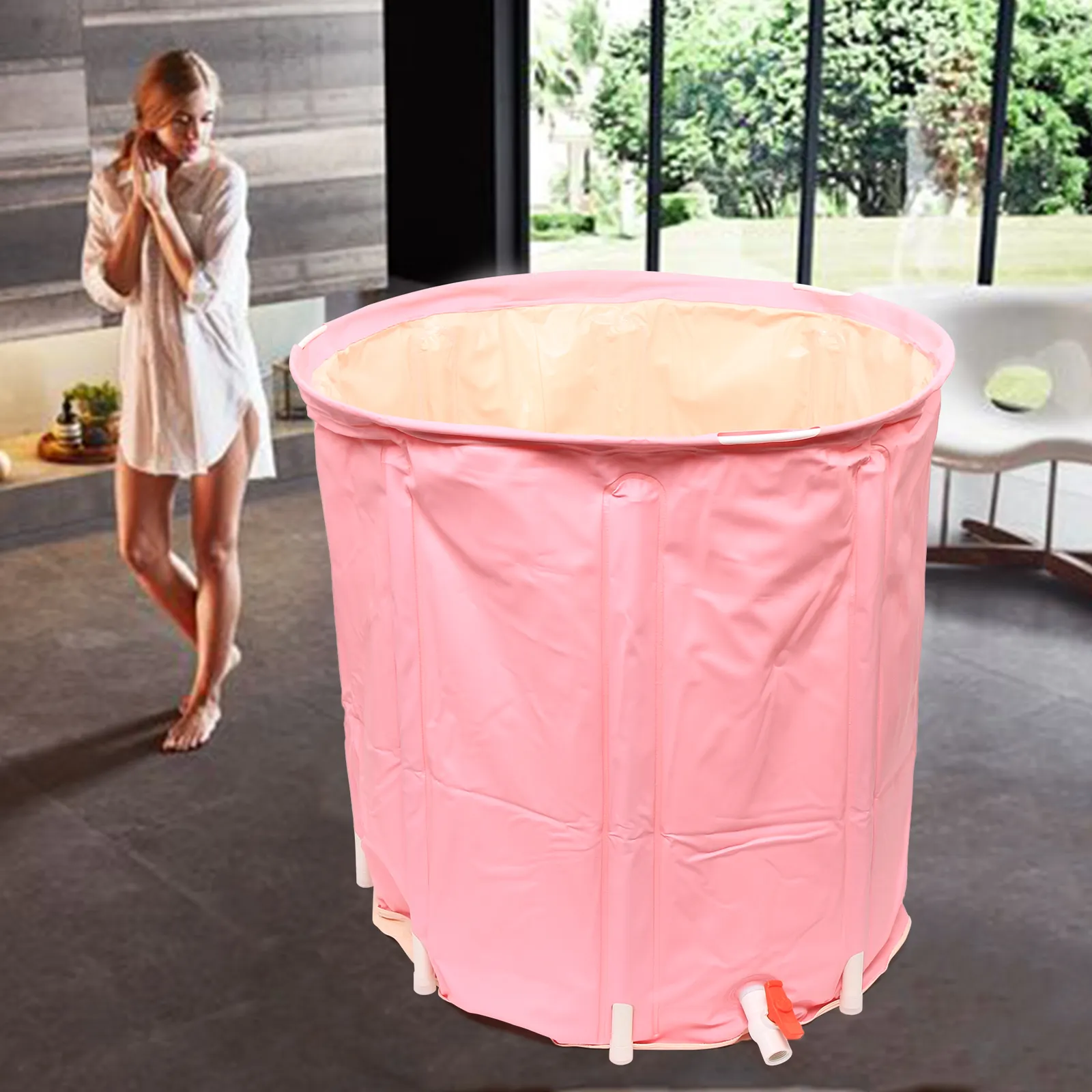 Foldable Cold Plunge Bathtub with Ice Bath Sink and Inflatable Bucket ...