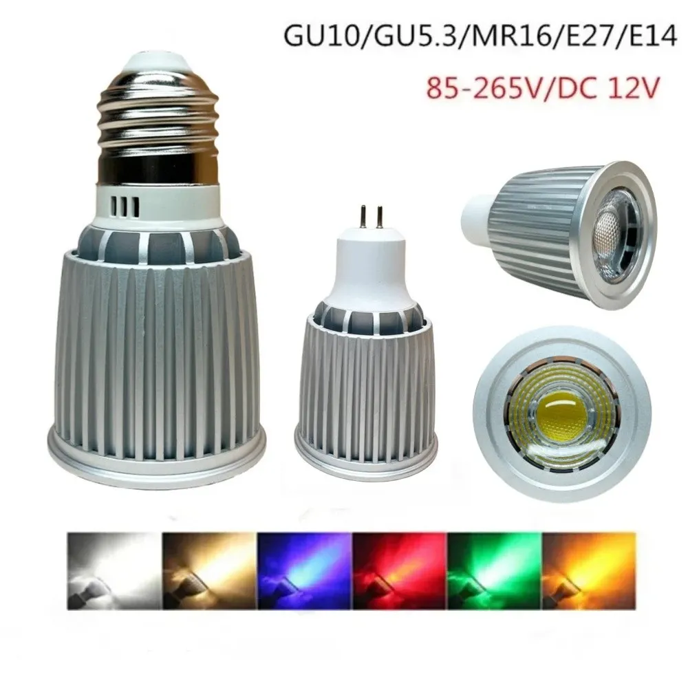 Dimmable 5W COB LED Light Bulbs Type Color, E27/E14/GU10/B22/B15/E12 ...