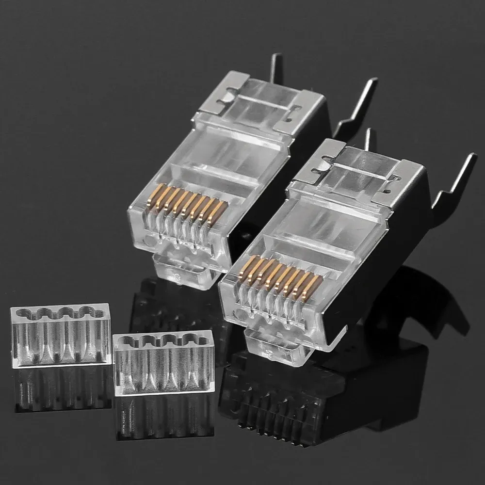 RJ45 Cat7 Cat6 Cat5 Pass Through Connectors: 8P8C Gold Plated Modular ...