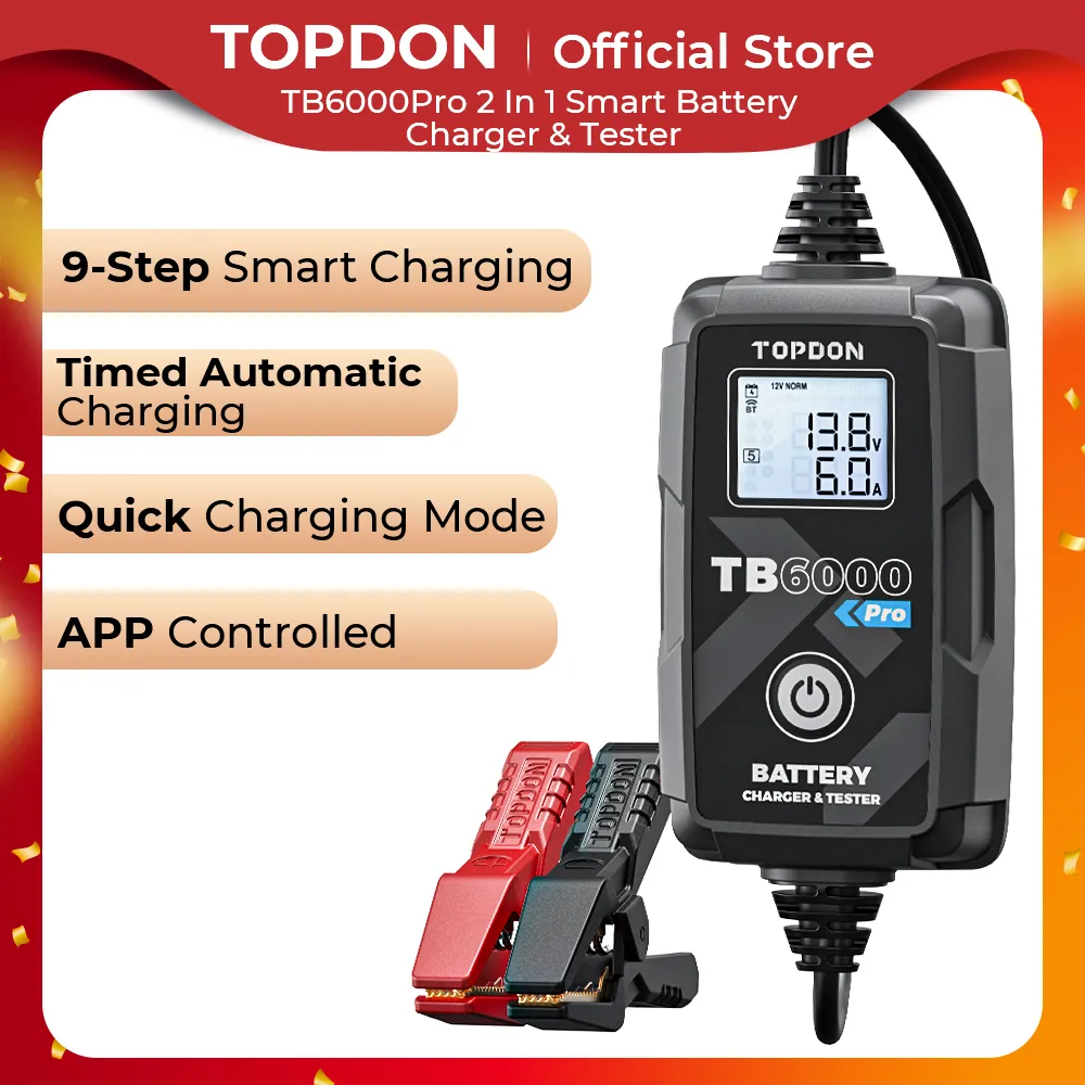 TOPDON TB6000Pro: 5-240Ah 6V/12V Protable Automotive Battery Charger ...