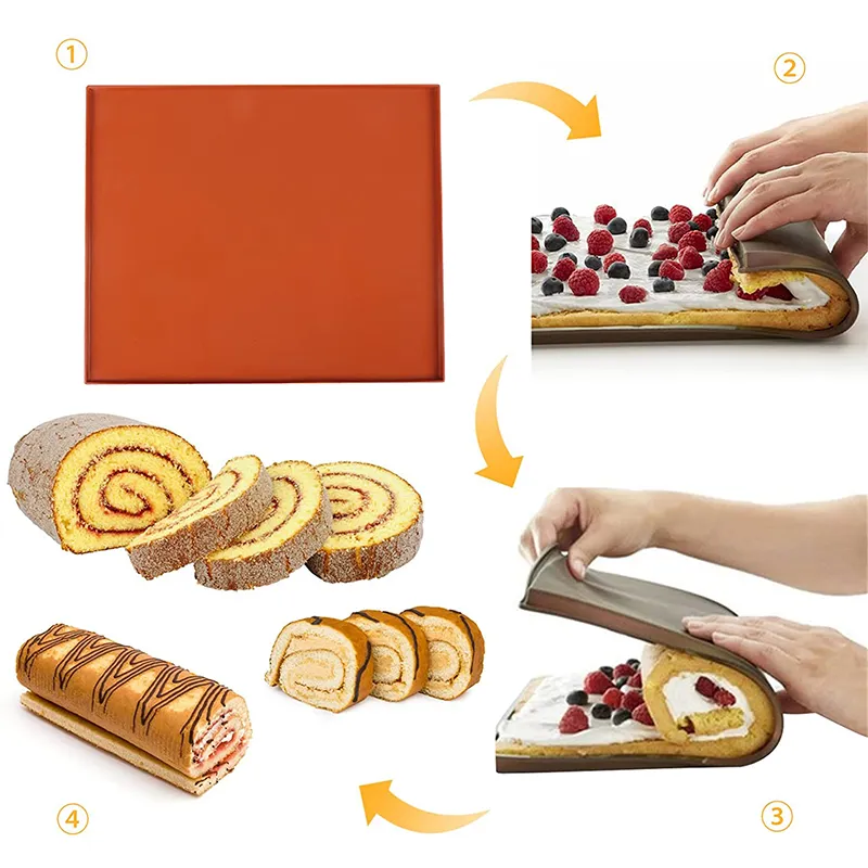 Large Silicone Swiss Roll Baking Mat, Non-Stick Reusable Cake Pan ...