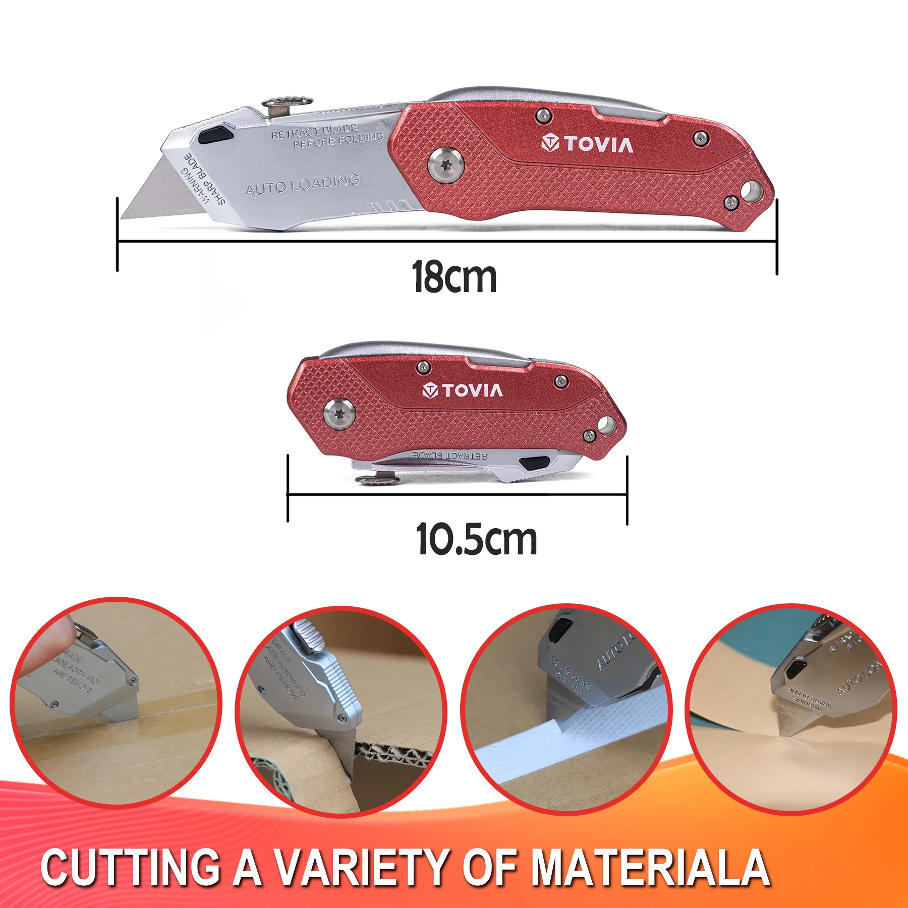 Scimaker Folding Utility Knife, Auto-Reloadable Cable Cartons Cutter ...