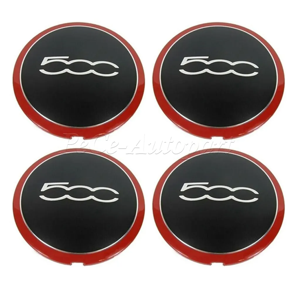 DHgate.com:4Pcs Silver/Red Dust Cover Fiat 500 Hubcaps 133mm Center ...