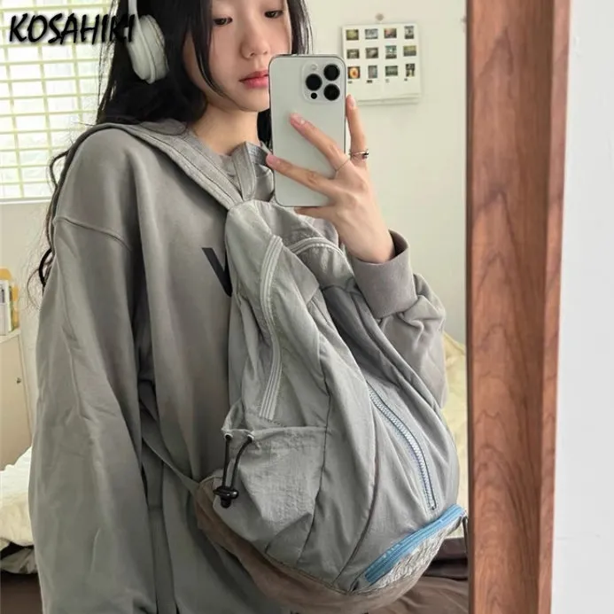 Vintage Japanese Y2K Aesthetic Letter Embroidered Backpack 40x20x25 For Women High Capacity ...