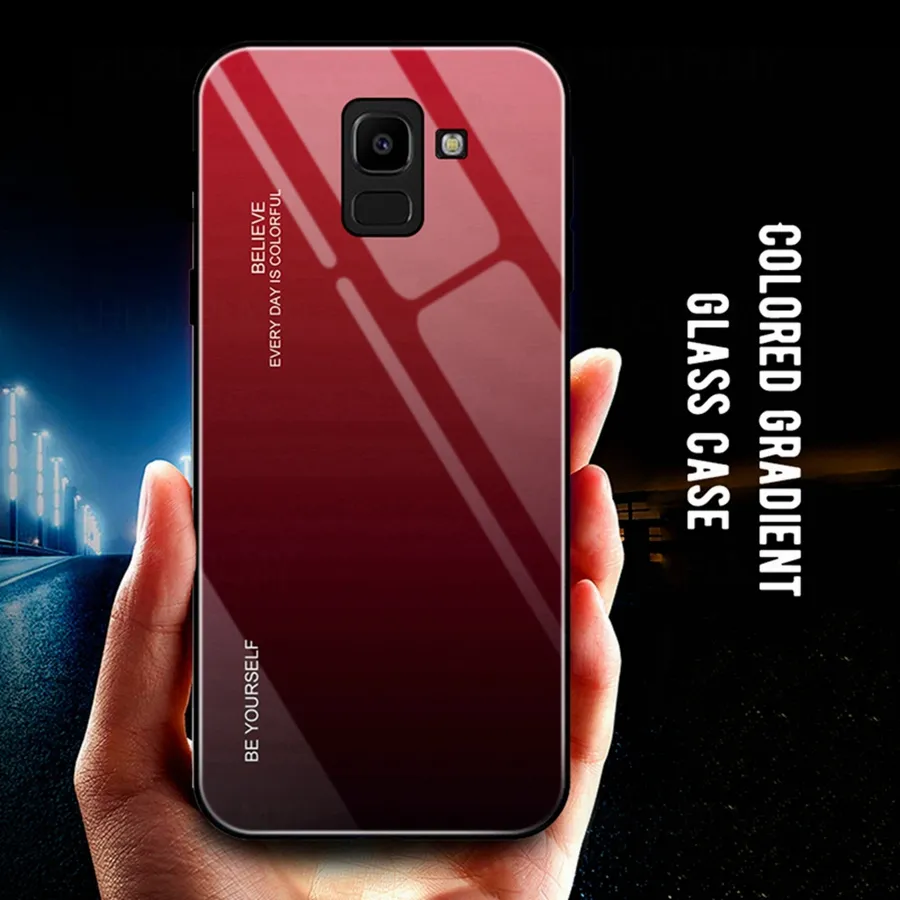 Gradient Tempered Glass Phone Case For Samsung Galaxy Shockproof ...