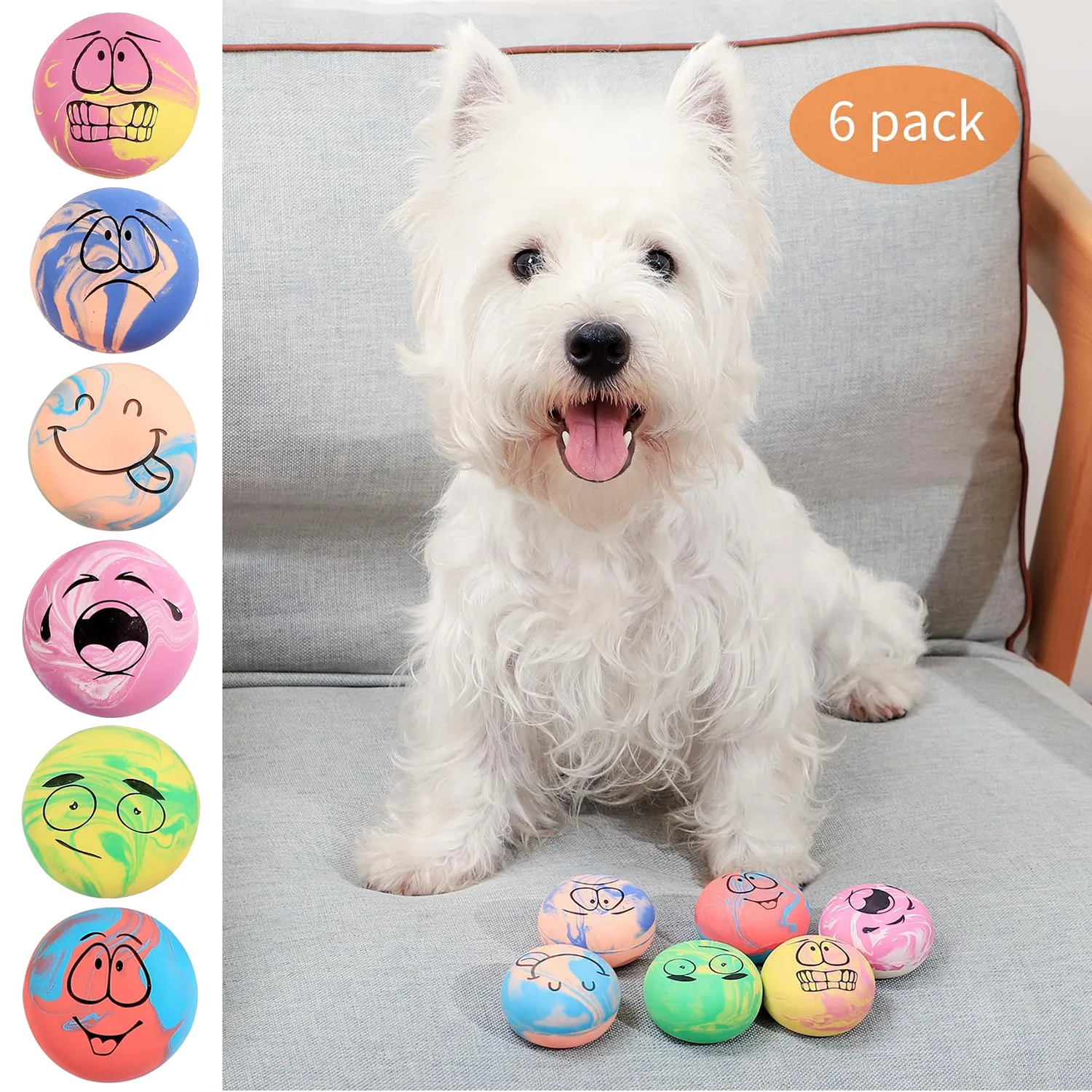 Rubber Squeaky Dog Ball Toy Latex Bouncy Interactive Toys for Small ...