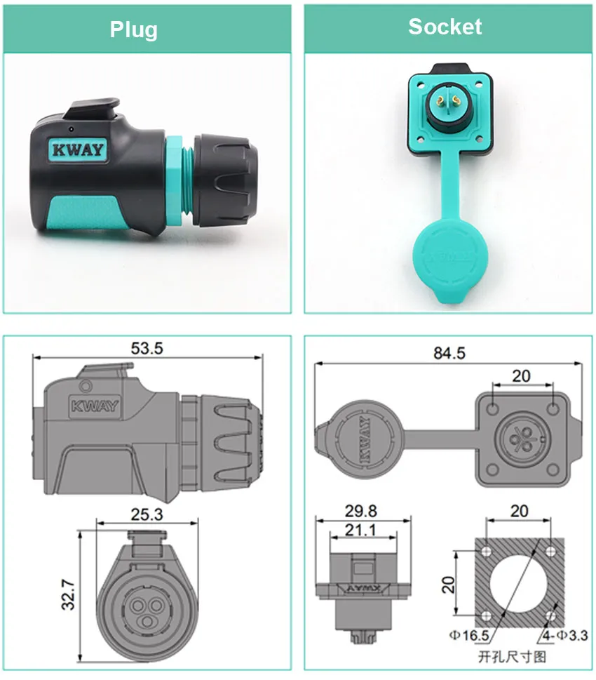 Waterproof M16 Electrical Power Connector plug adapter for Panel Mount ...