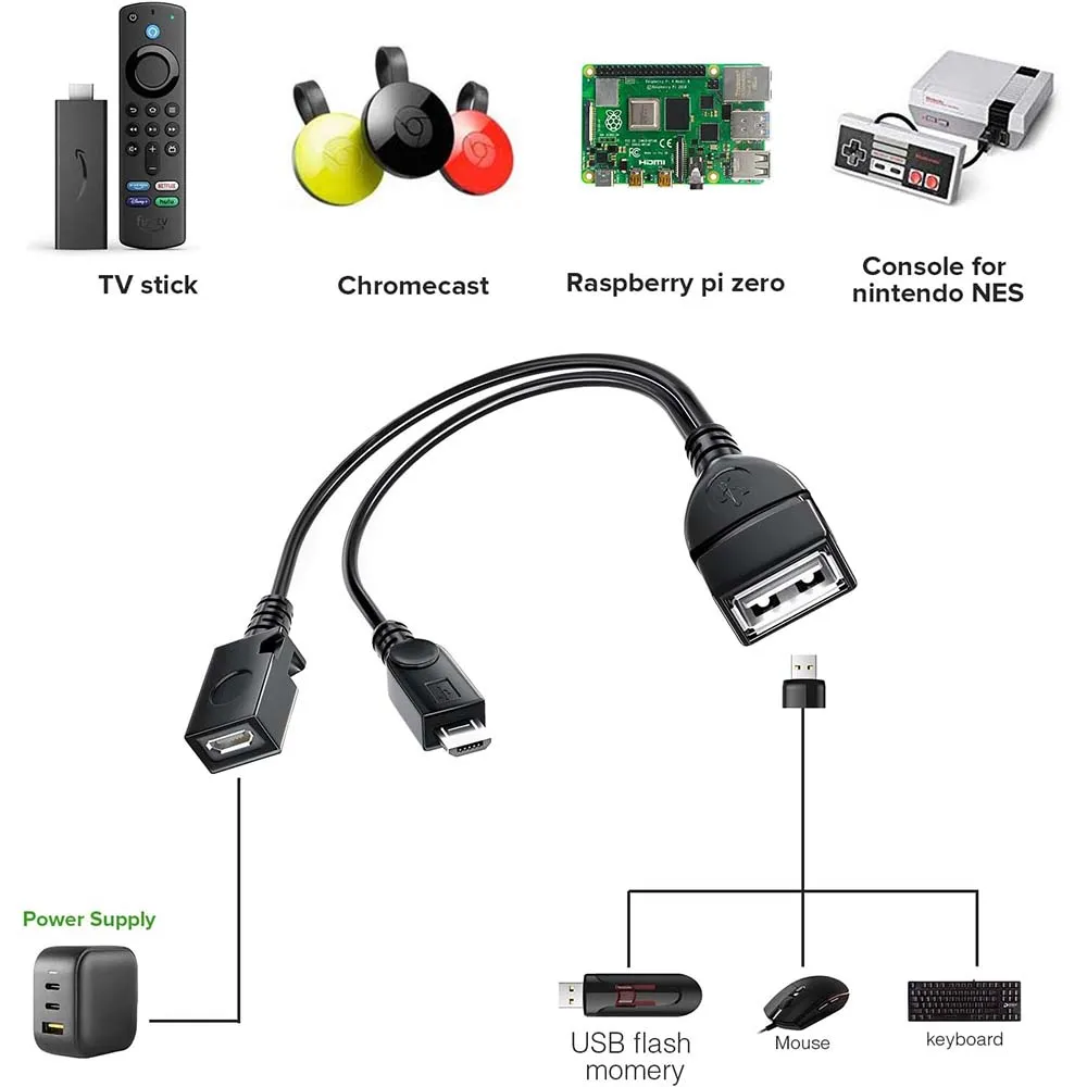 WESOPRO 2-in-1 OTG Cable Replacement for Fire Stick | Micro USB Host to ...