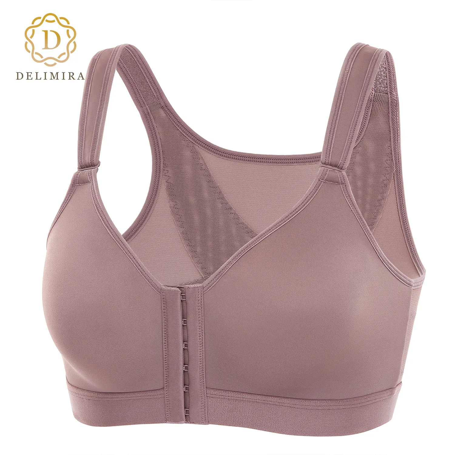 DELIMIRA Women's Front Closure Bra: Unlined Back Support, Full Coverage ...