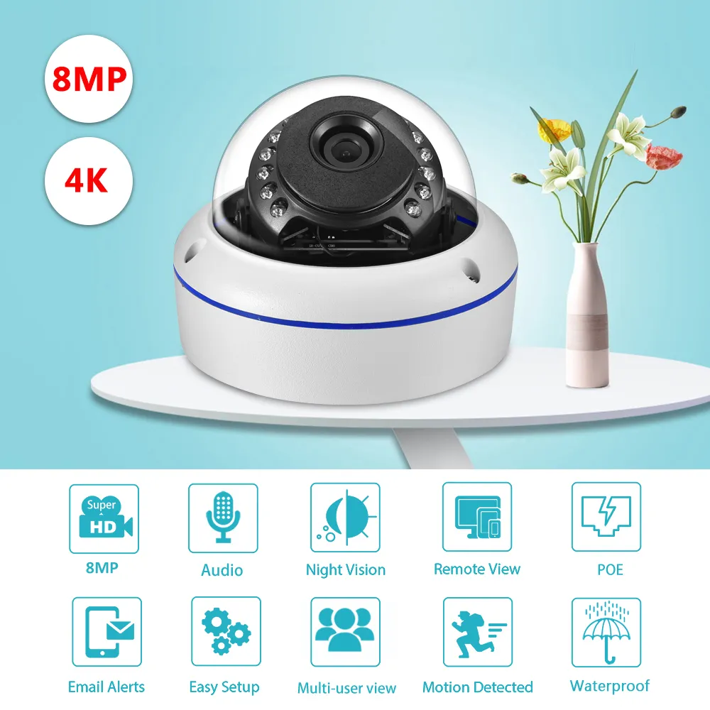 DHgate.com:8MP PoE NVR Security Camera System with H.265AI Compression, Dome IP Cameras Audio ...